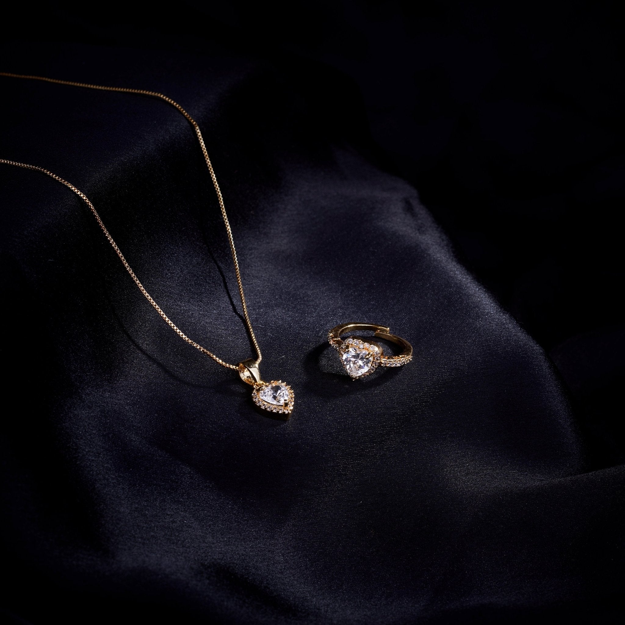 Golden Harmony Locket and Ring Combo - Opal Touch